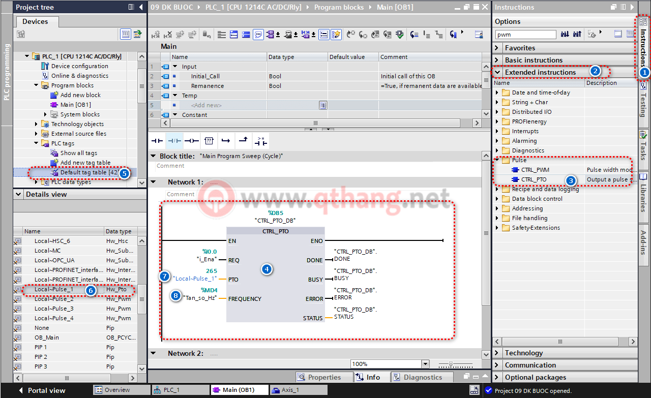 Hướng dẫn phát xung PTO/PWM trong PLC S7-1200 Siemen - QThang Blog